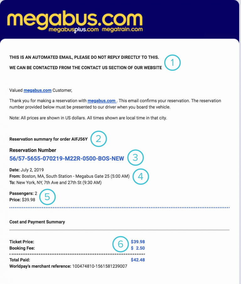 How to Read Your Megabus Ticket - Wanderu